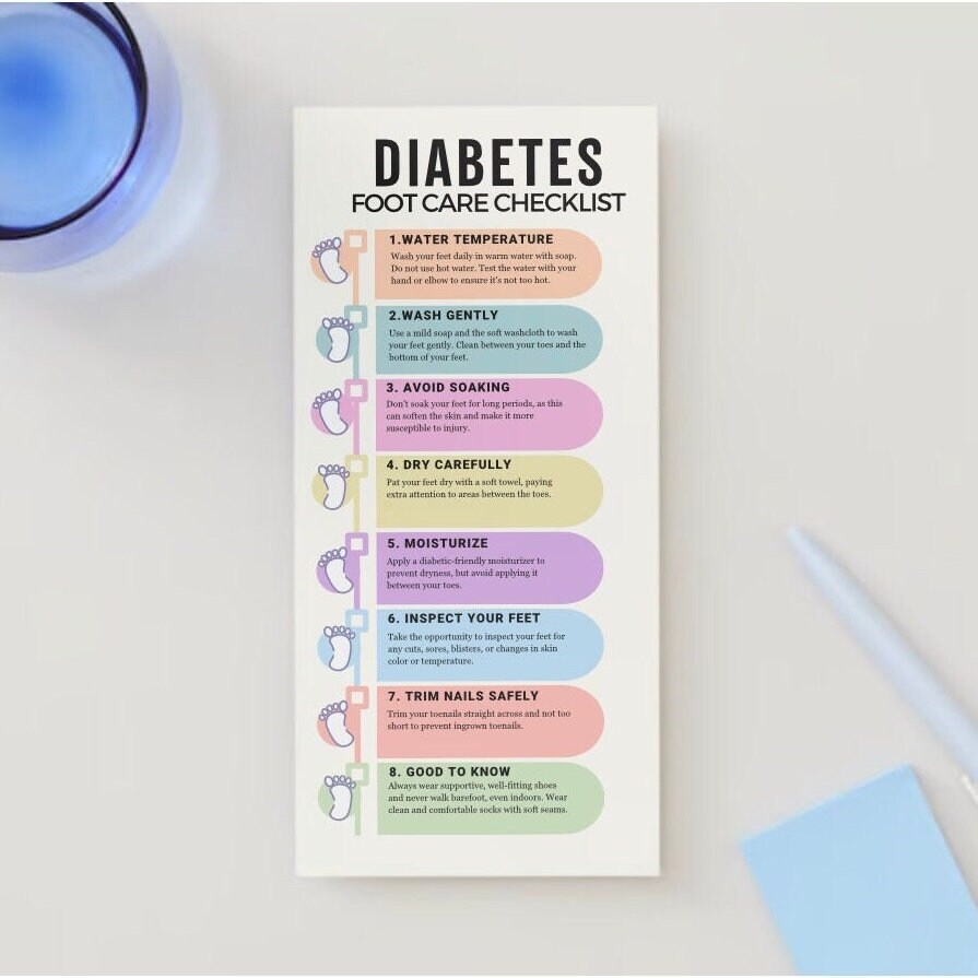 Diabetes Foot Care Checklist: Patient Education Guide (PDF) - Etsy