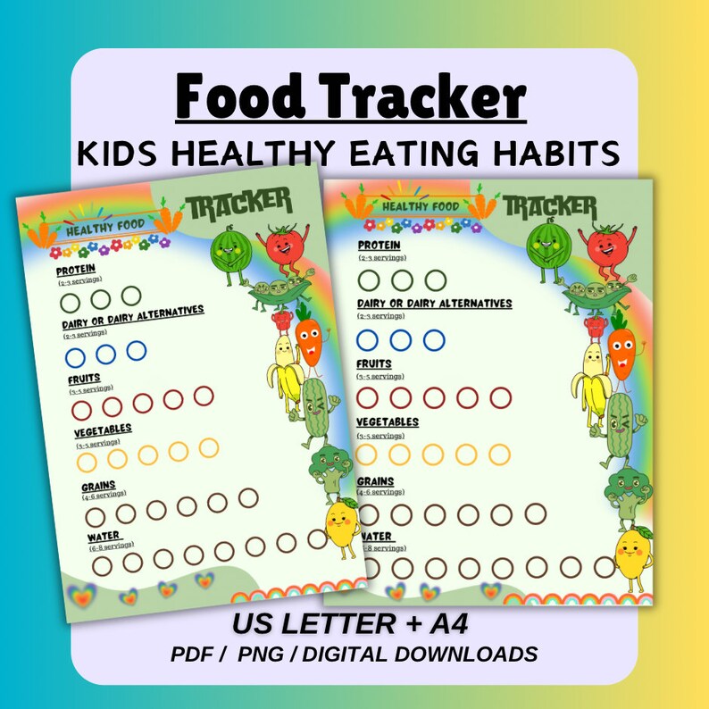 Printable Kids' Food Tracker: Healthy Eating Chart (PDF Download) - Etsy