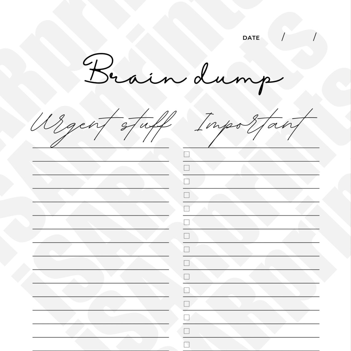 Brain Dump Planner ADHD Planner Printable ADHD Journal - Etsy