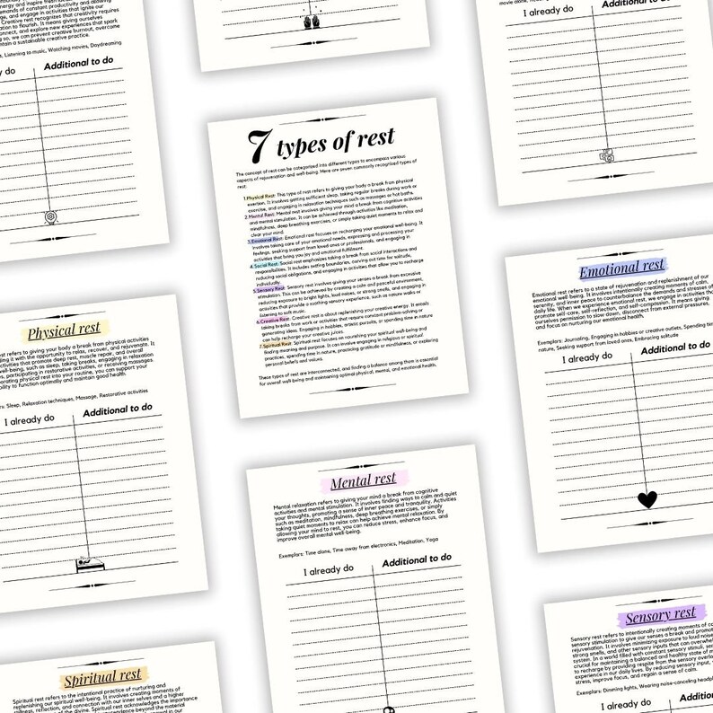 7 Types of Rest Self-care Workbook Counseling Therapy - Etsy 7 Types of Rest Self-care Workbook Counseling Therapy - Etsy