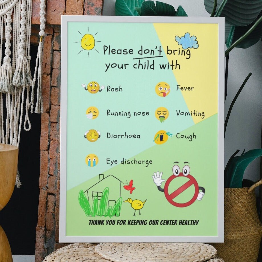 Daycare Sick Policy Poster, Daycare Rules on Sickness, Illness ... Daycare Sick Policy Poster, Daycare Rules on Sickness, Illness ...