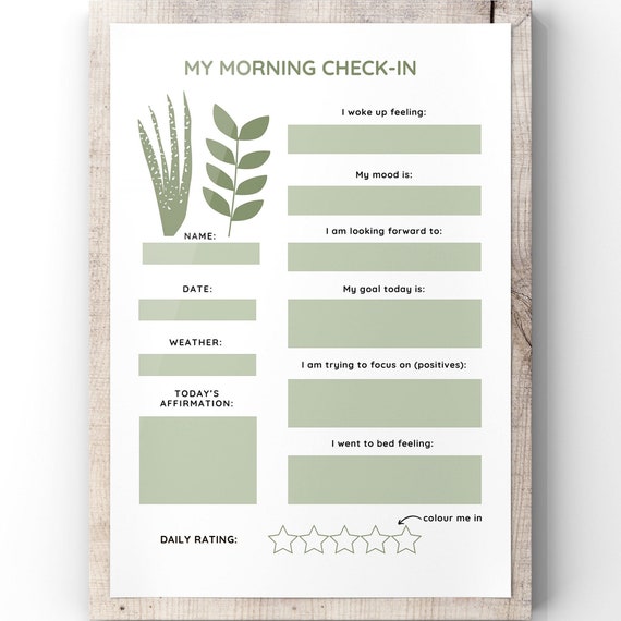 Morning Check-in Self-care Worksheet Printable Mental Health | Etsy