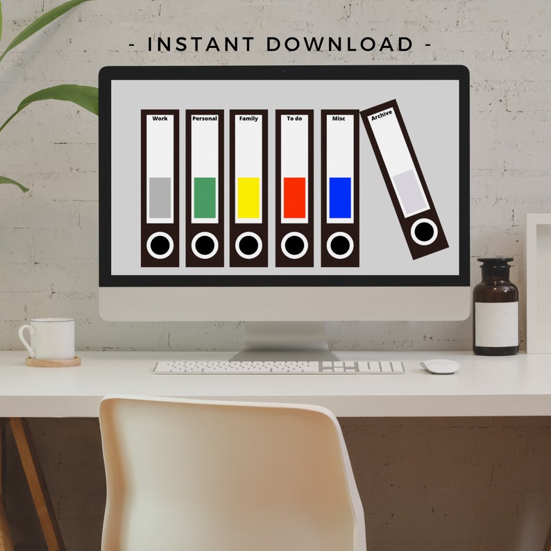 Desktop Organizer Wallpaper for Work Office Folders Computer - Etsy