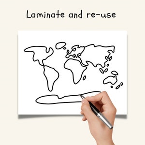 World Map Easy Outline, Cycle 2 Geography, World Map Outline Classroom ...