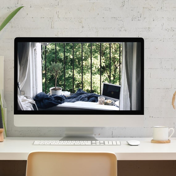 Zoom Background Window Garden Backdrop Virtual Background | Etsy