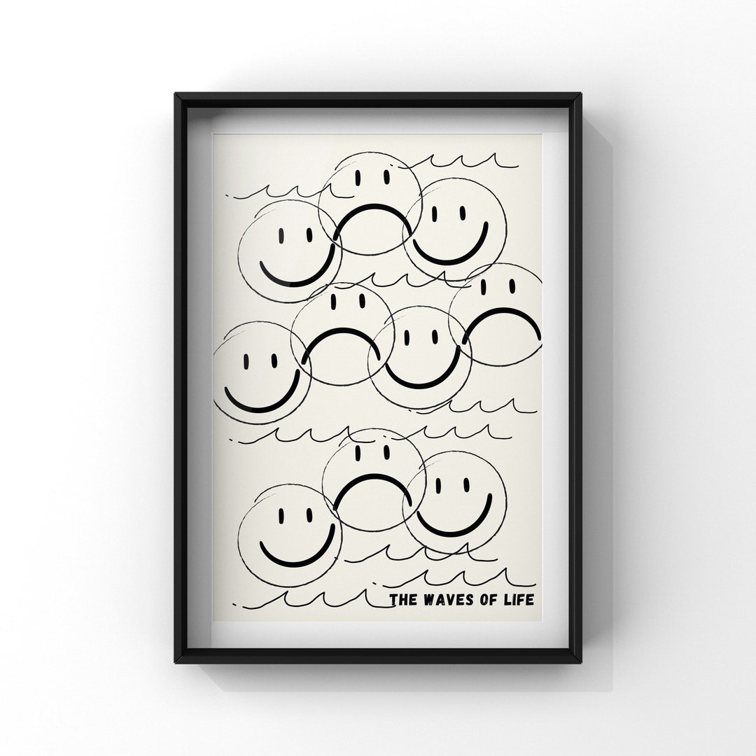 Life in Waves Print, Affirmation Poster, Trendy Wall Art, Emotions ...