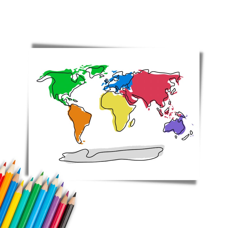 World Map Easy Outline Cycle 2 Geography World Map Outline - Etsy