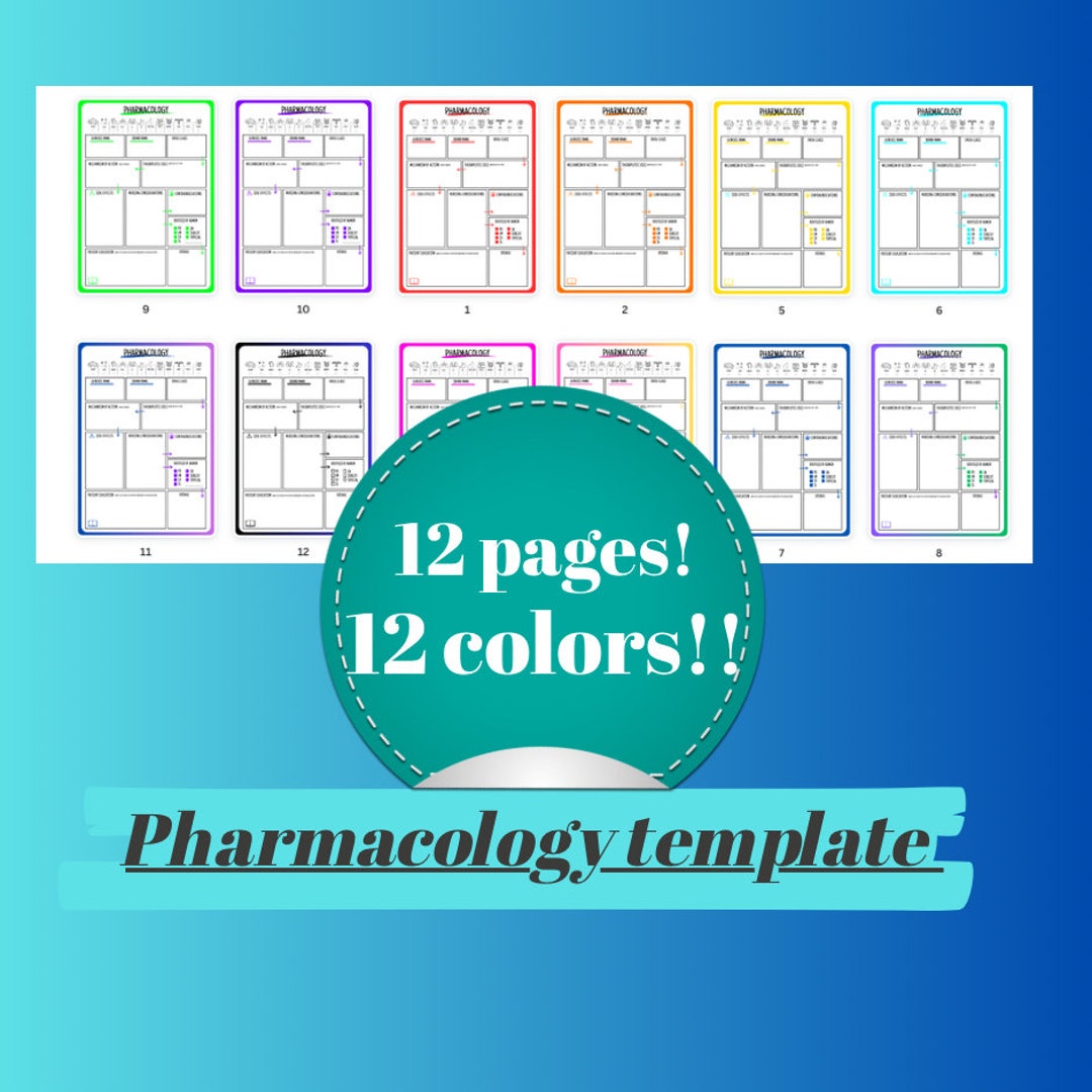 Nursing School Pharmacology Fillable Template, Printable Pharmacology ...