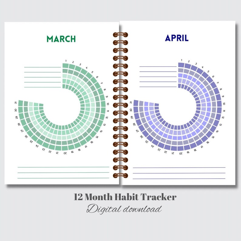 Circle Daily Habit Trackers for 12 Months Habit Track - Etsy