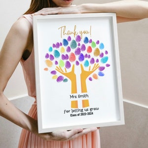 Editable Fingerprint Tree Teacher Appreciation Gift Ideas, Thumbprint ...