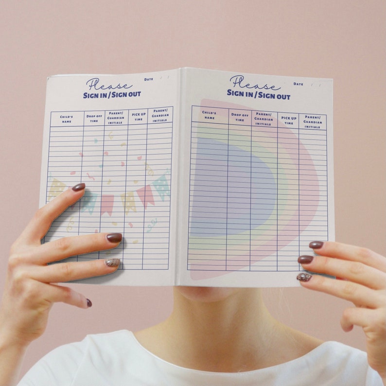 Daycare Forms Sign in Sheet, Kids Birthday Party, Preschool Attendance ...