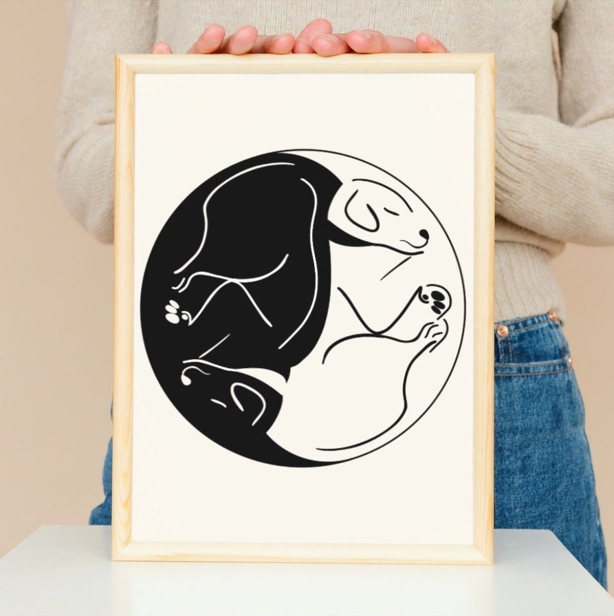 Yin Yang Artwork Dogs Printable Pets Yin Yang Poster Boho - Etsy