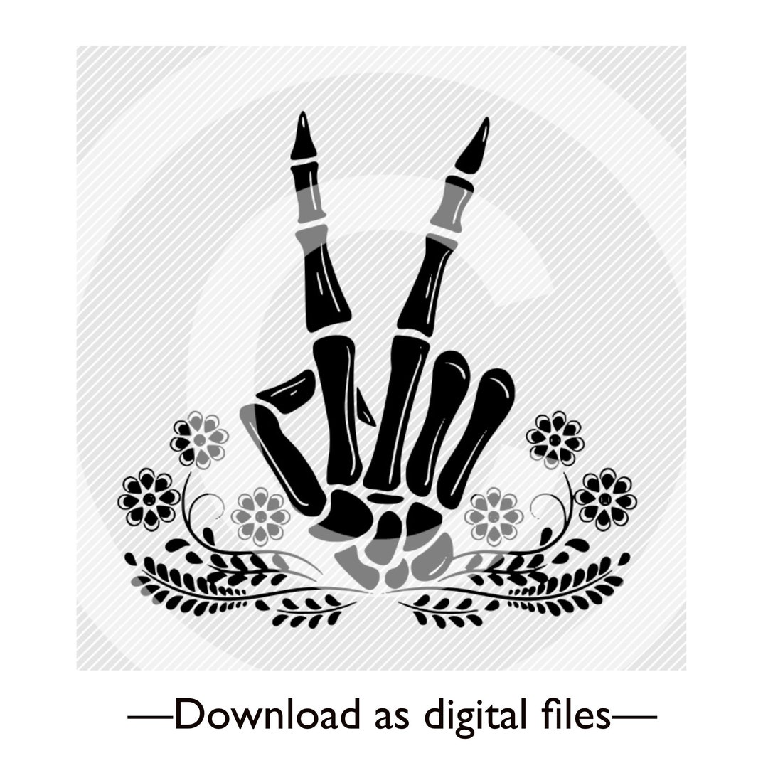 Skeleton Hand Flowers Svg, Peace Sign Skull Svg Png, Sublimation ...