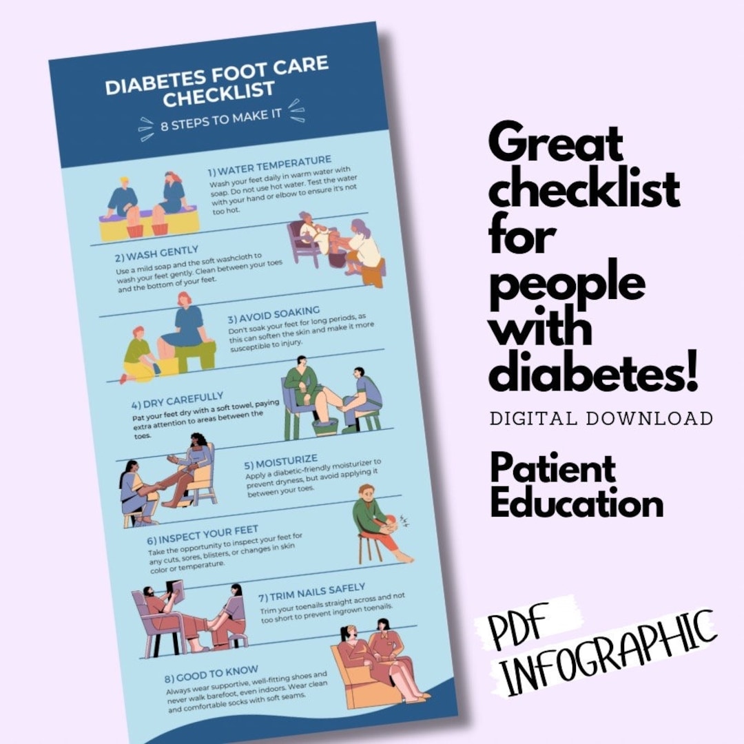 Diabetes Foot Care Checklist: Patient Education Guide (PDF) - Etsy