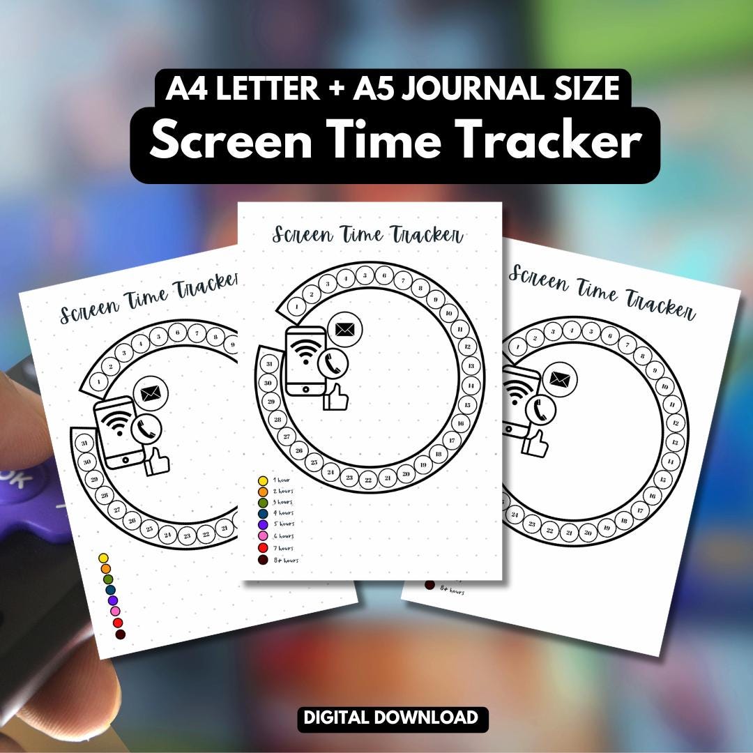 Daily Screen Time Tracker, Screen Habit Tracker, Printable Journal Page ...