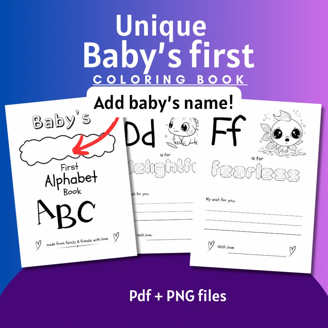 Abc Coloring Book Baby Shower, Baby Shower Game, Animal Alphabet Fun ...