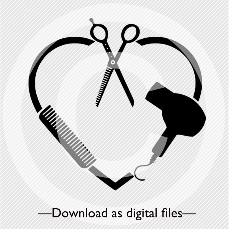 Hair Dresser Love Svg Cosmetologist Hair Stylist Love Cricut Silhouette Heart Hairdryer
