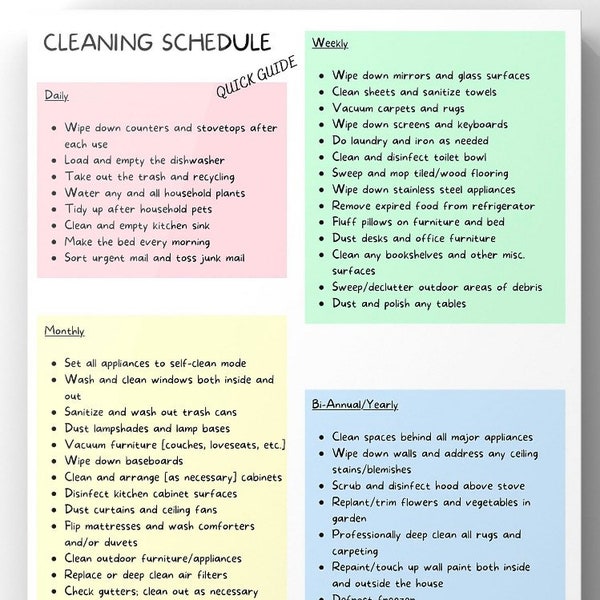 Apartment Cleaning Check List - Etsy