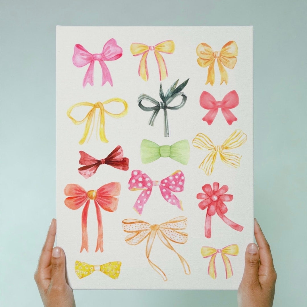 Pink Bows Coquette Art Print, Soft Girl Aesthetic, Pink Nursery Girly ...