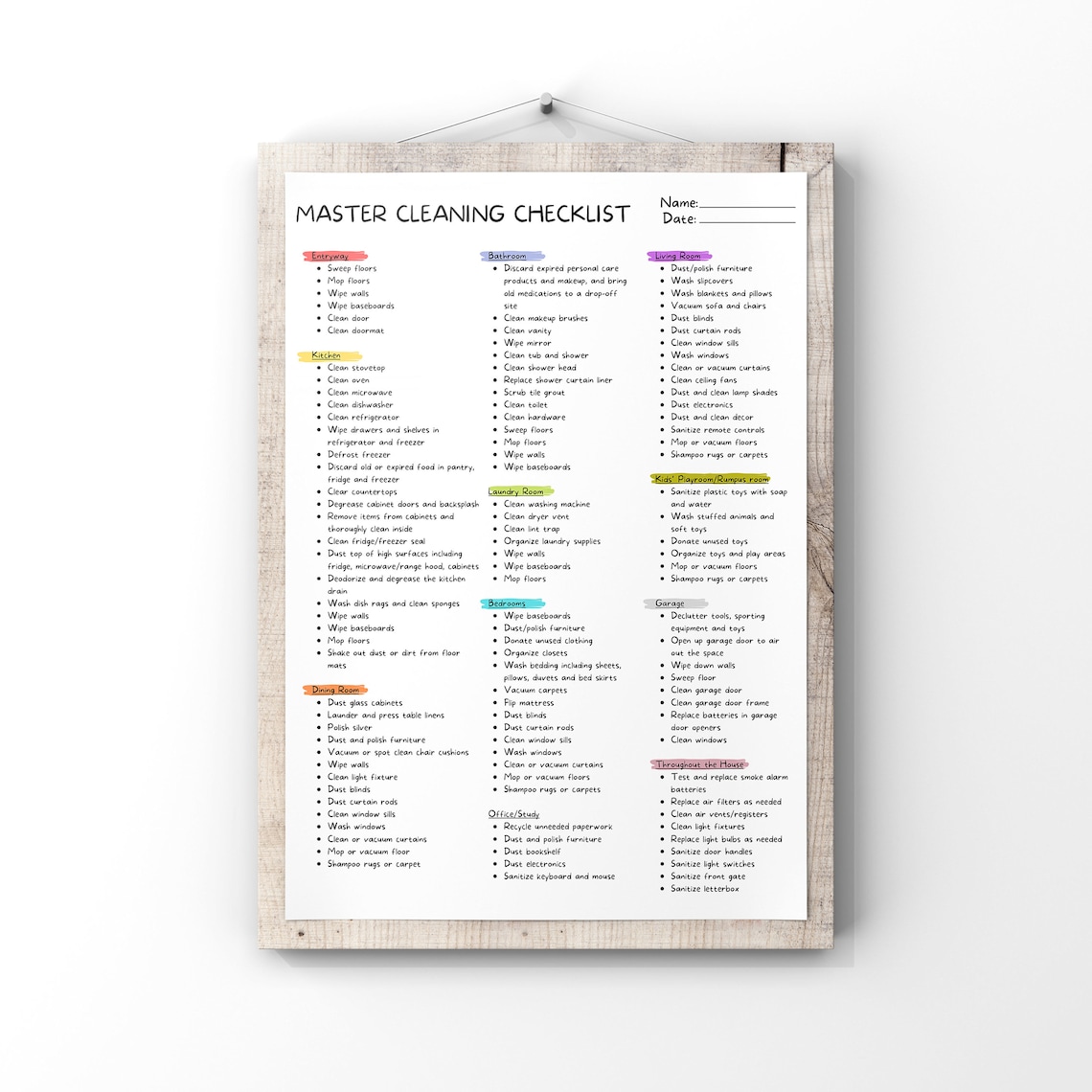 Ultimate Master Clean Sheet Checklist Clean Schedule Pad - Etsy