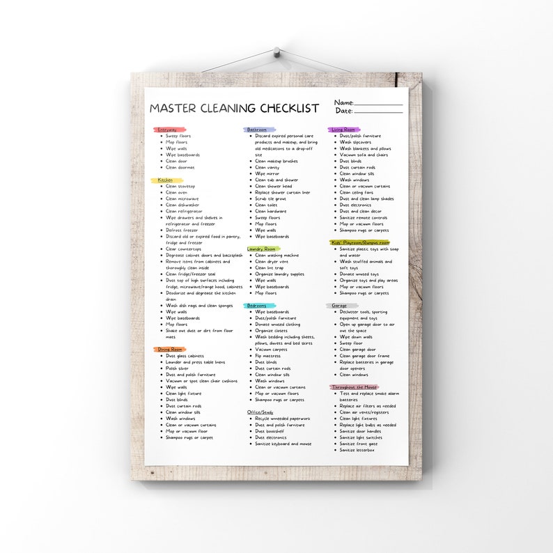 Ultimate Master Clean Sheet Checklist Clean Schedule Pad - Etsy