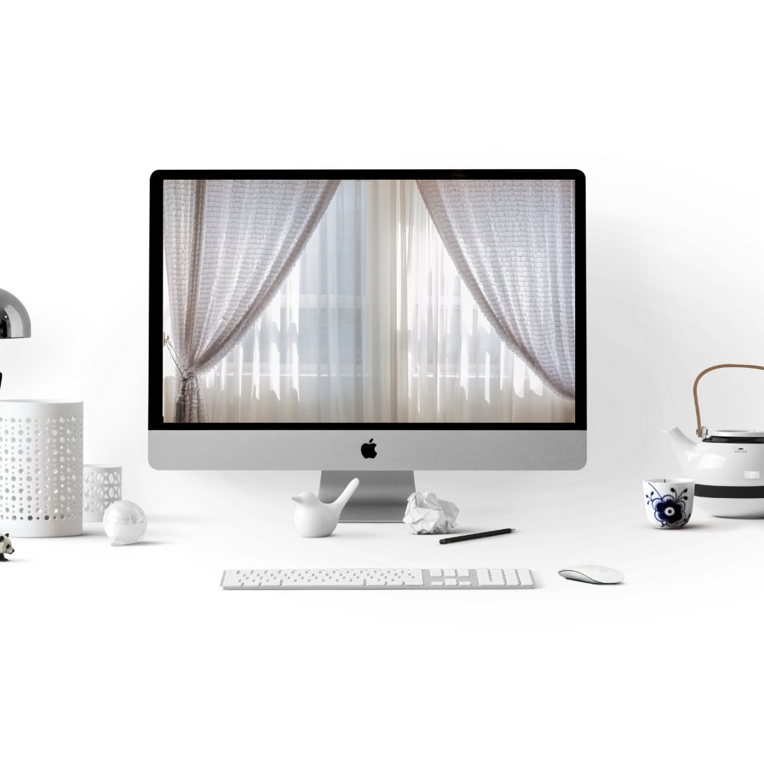 Virtual Background for Zoom, White Curtains Background, Digital ...