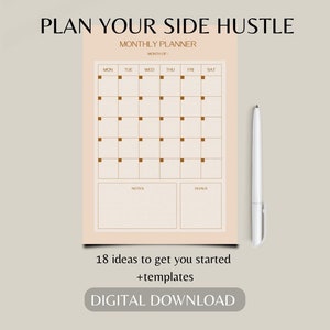 Side Hustle Ideas Quick Guide, Side Hustle Planner Templates Digital ...