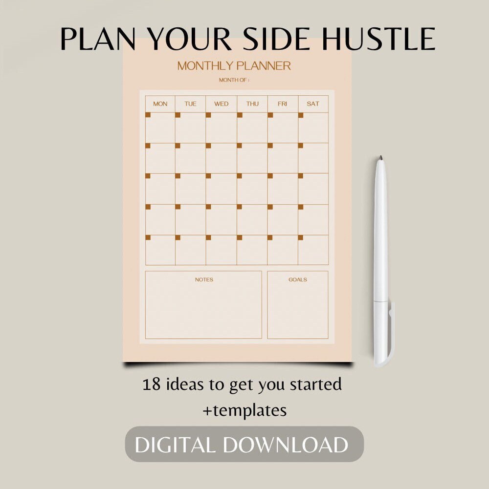 Side Hustle Ideas Quick Guide, Side Hustle Planner Templates Digital ...