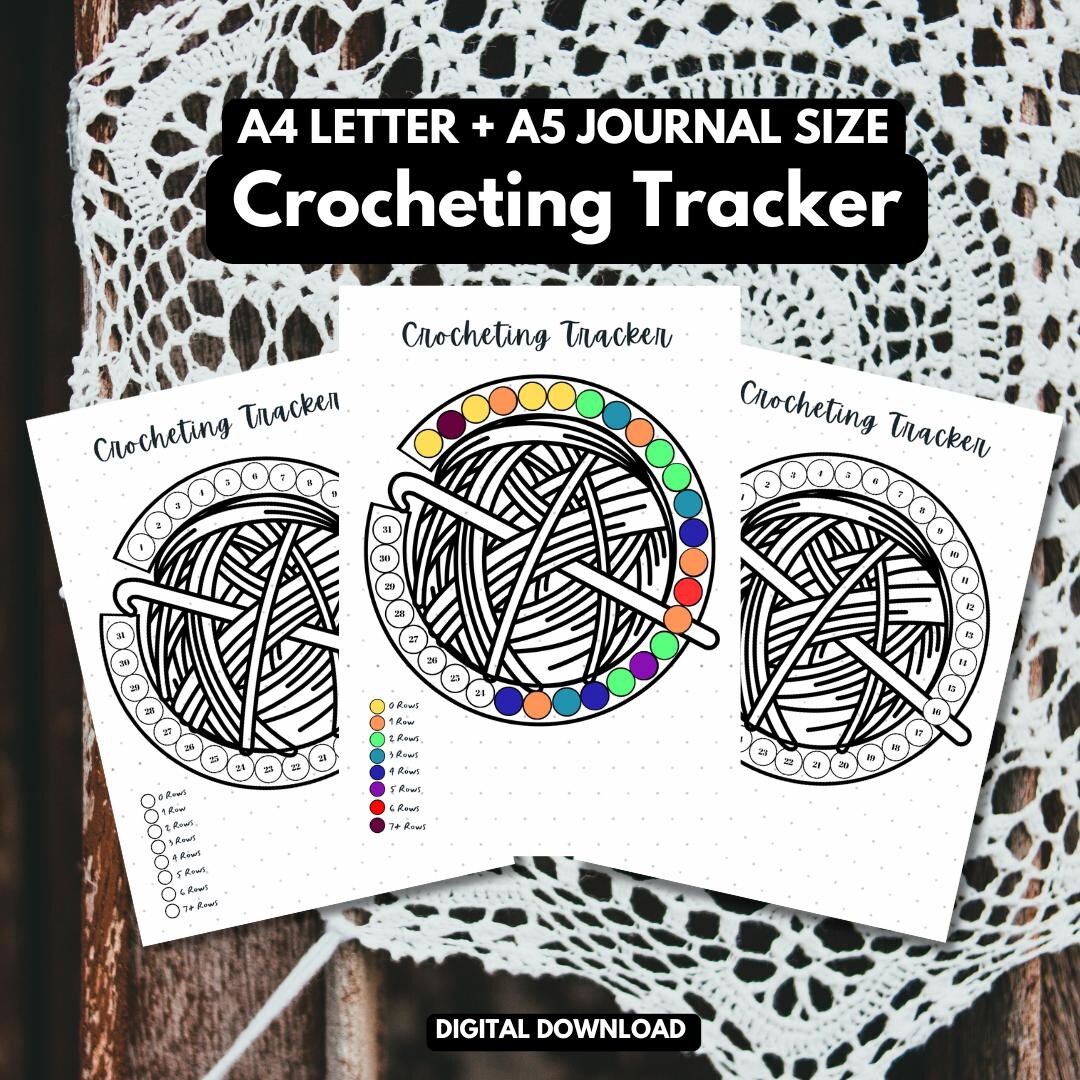 Crochet Tracker, Monthly Row Tracker, Color-in Circles, Daily Crochet ...