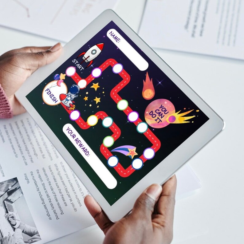 Printable Kids Reward Chart, Kids Rocket Ship Daily Chore Charts, Kids ...