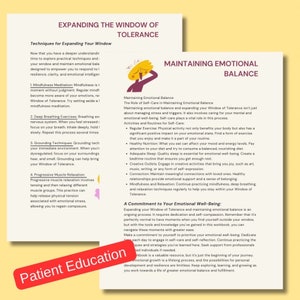 Window of Tolerance Workbook, Distress Tolerance, School Counsellor ...