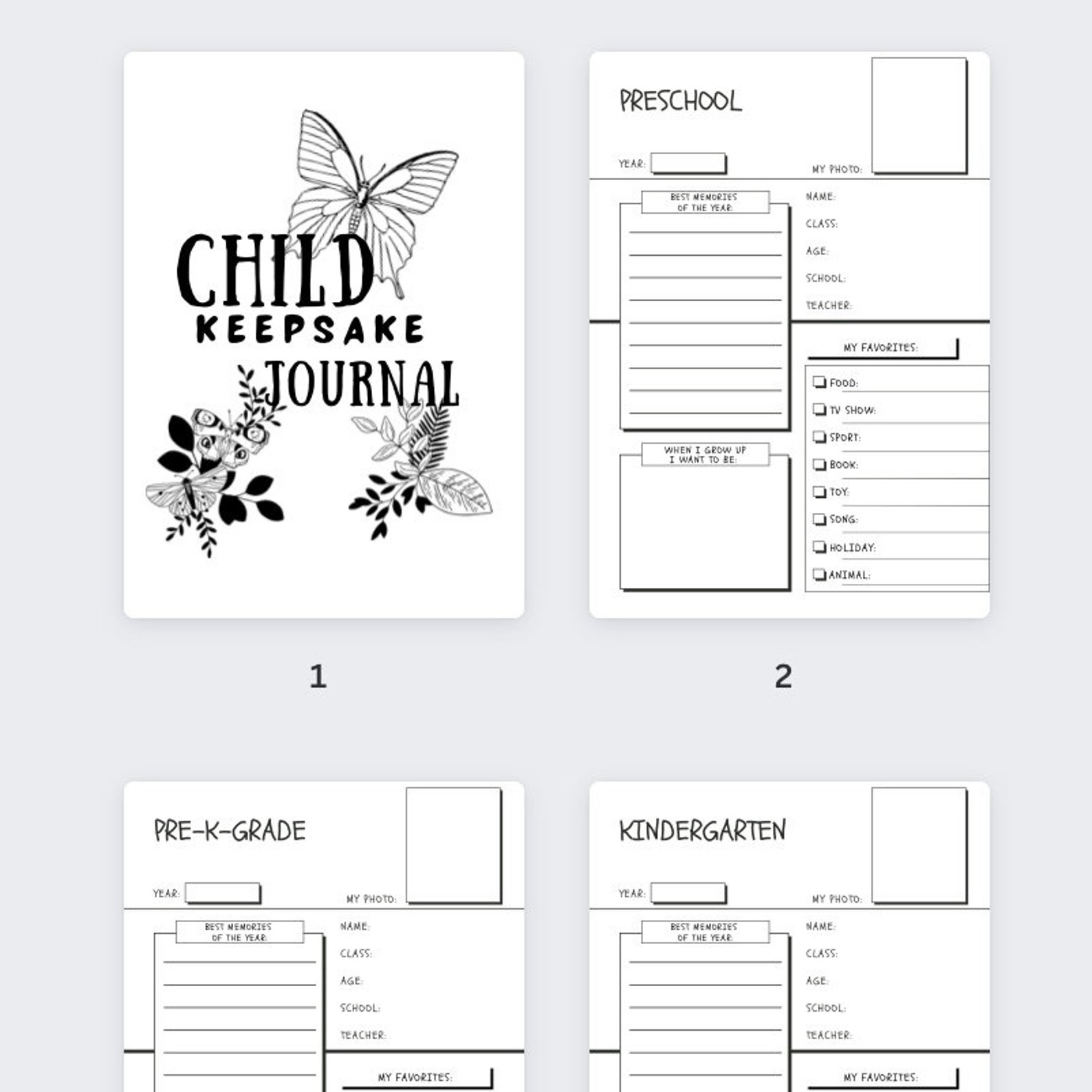 Kids Keepsake Journal, School File Memory Pdf, Printable School Memory ...
