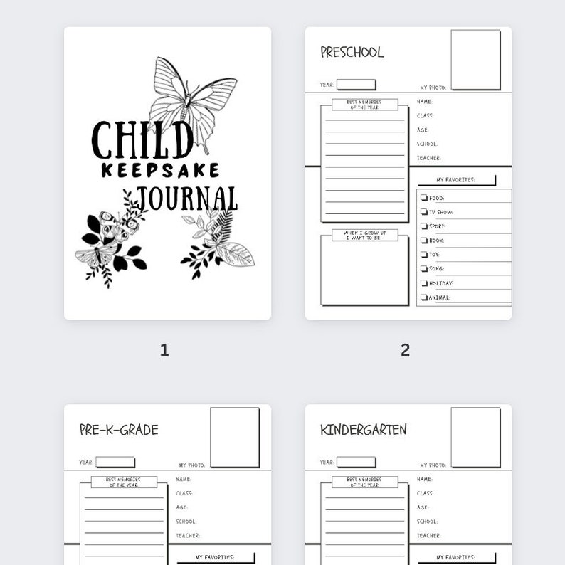 Kids Keepsake Journal, School File Memory Pdf, Printable School Memory ...