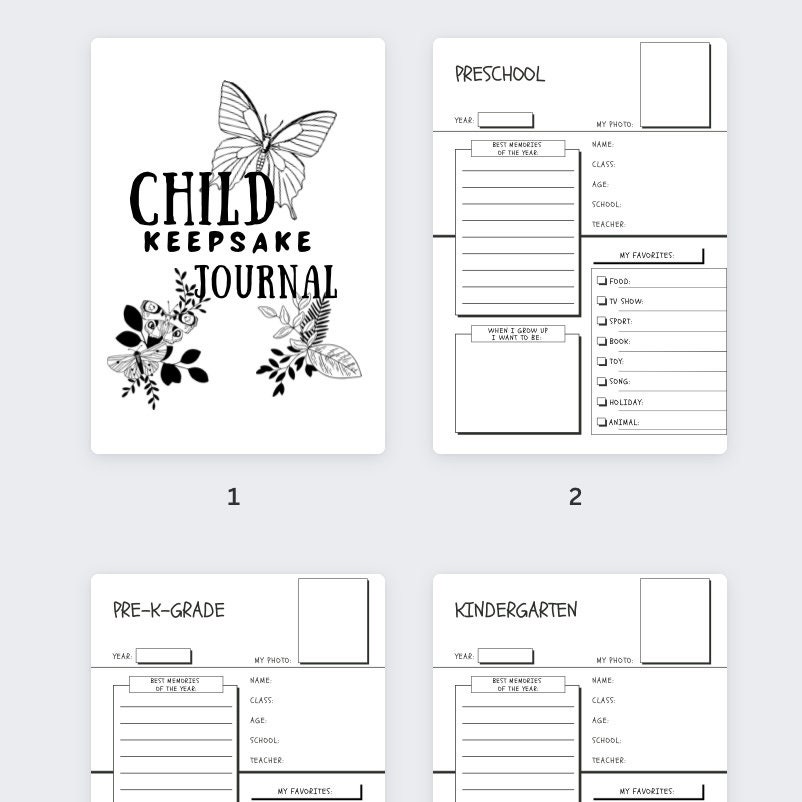 Kids Keepsake Journal, School File Memory Pdf, Printable School Memory ...