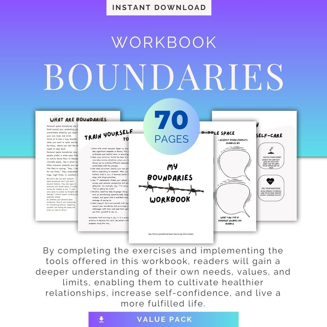 Boundaries Workbook, DBT Bundle, Boundaries Worksheets, Therapy Office ...