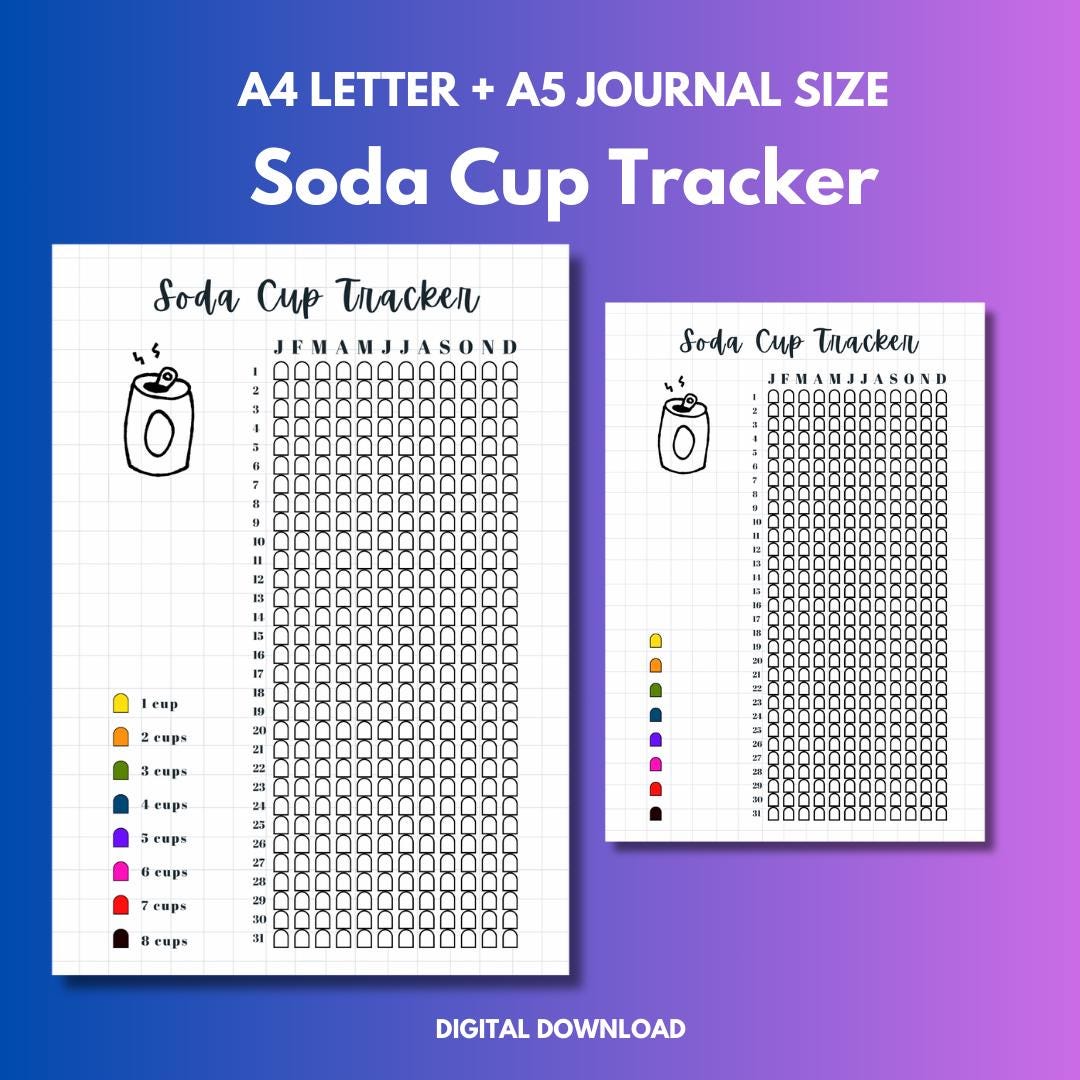 Soda Cup Tracker Printable: Habit Tracker Journal (digital Download) - Etsy
