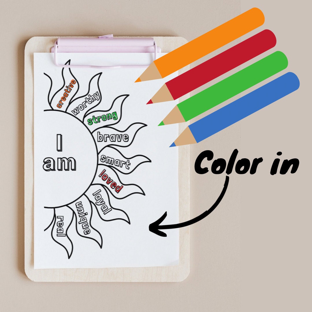 Art Therapy Affirmation Worksheet Packet Template Printable, Self ...