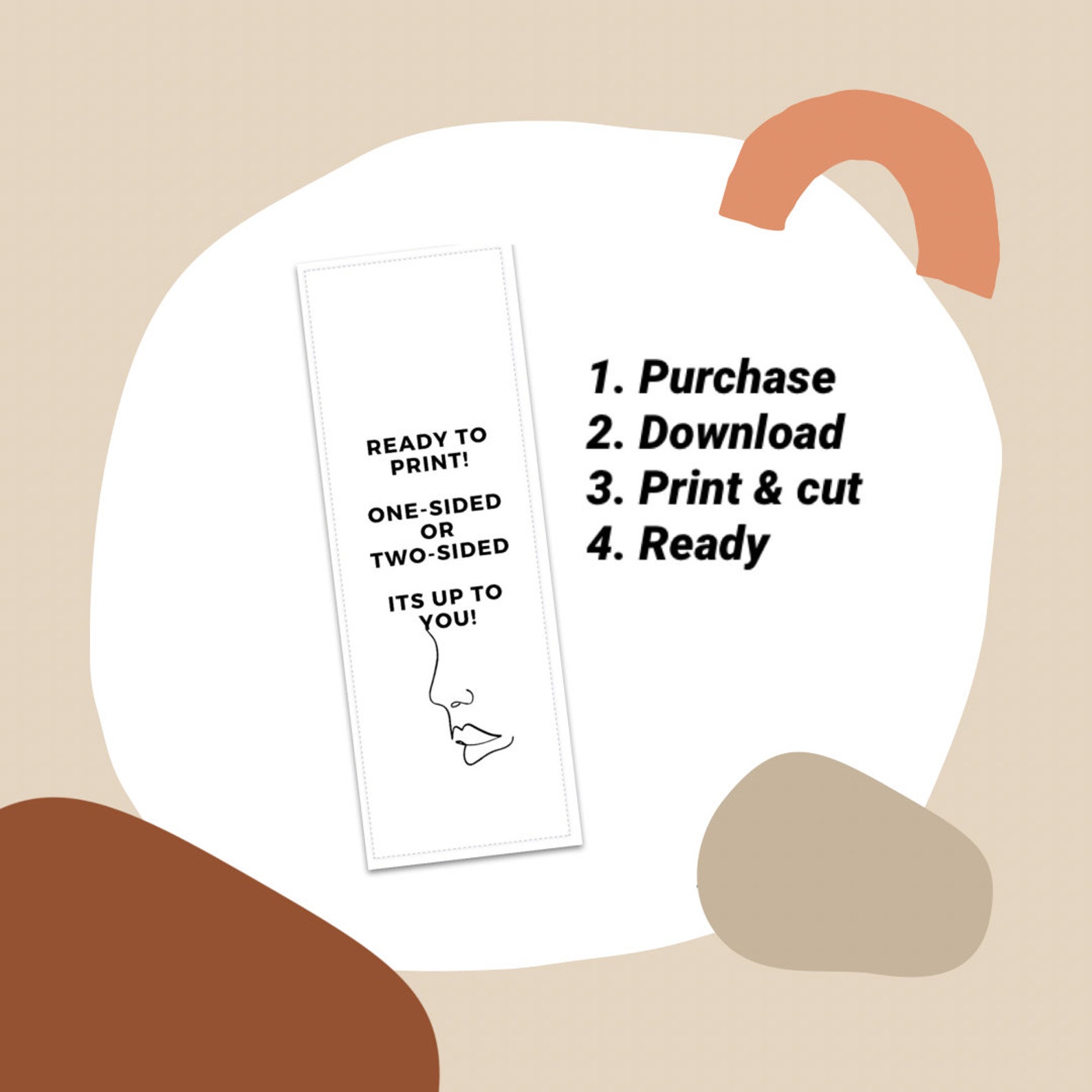 Minimalist bookmarks printable Face art bookmark Book lover | Etsy