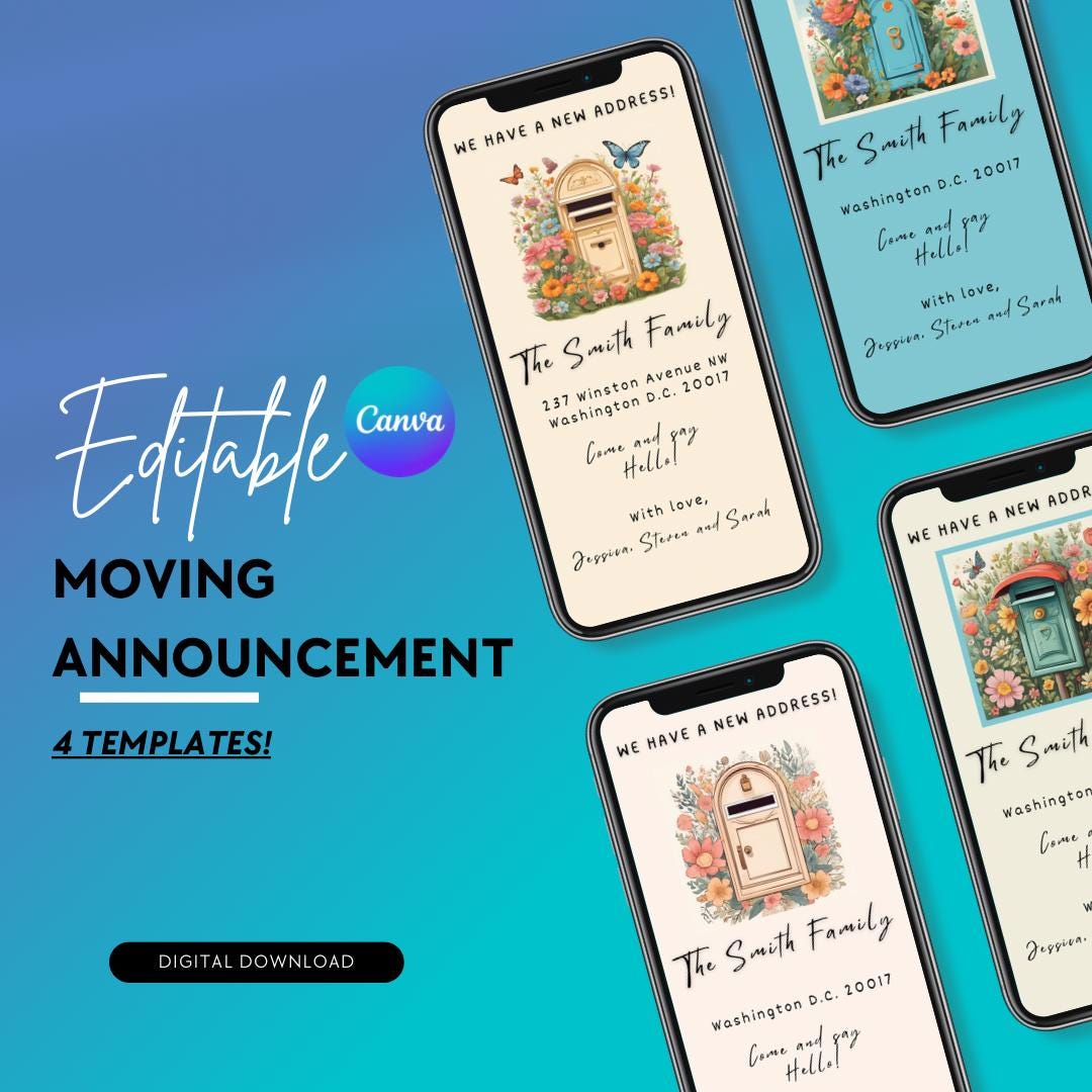 Editable Moving Announcement Template: New Home Text Card (digital ...