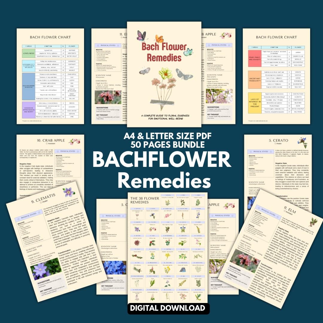 Bach Flower Remedies Chart: 38 Flower Guide (digital Print) - Etsy