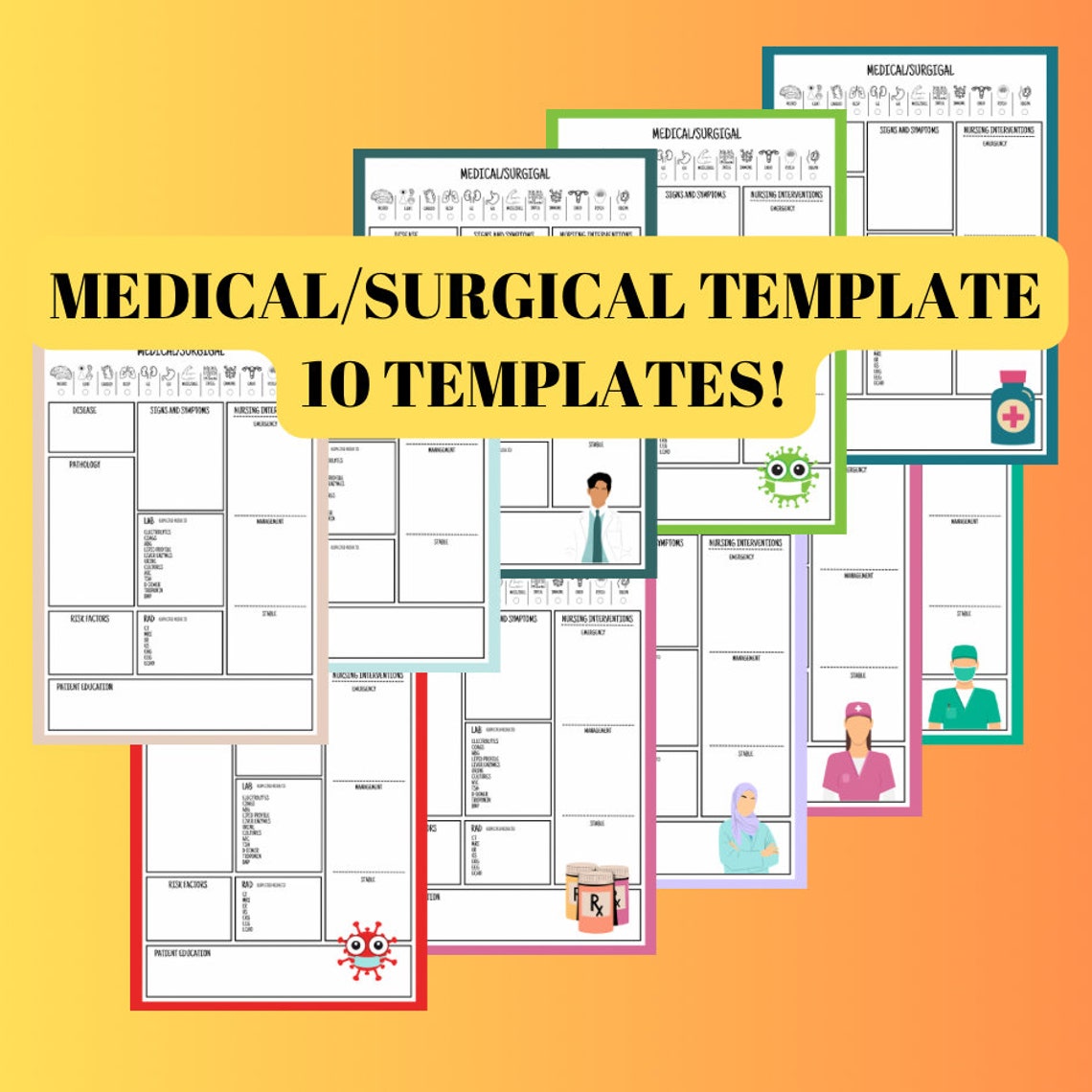 Medical Surgical Template, Nursing School Study Guide (printable) - Etsy
