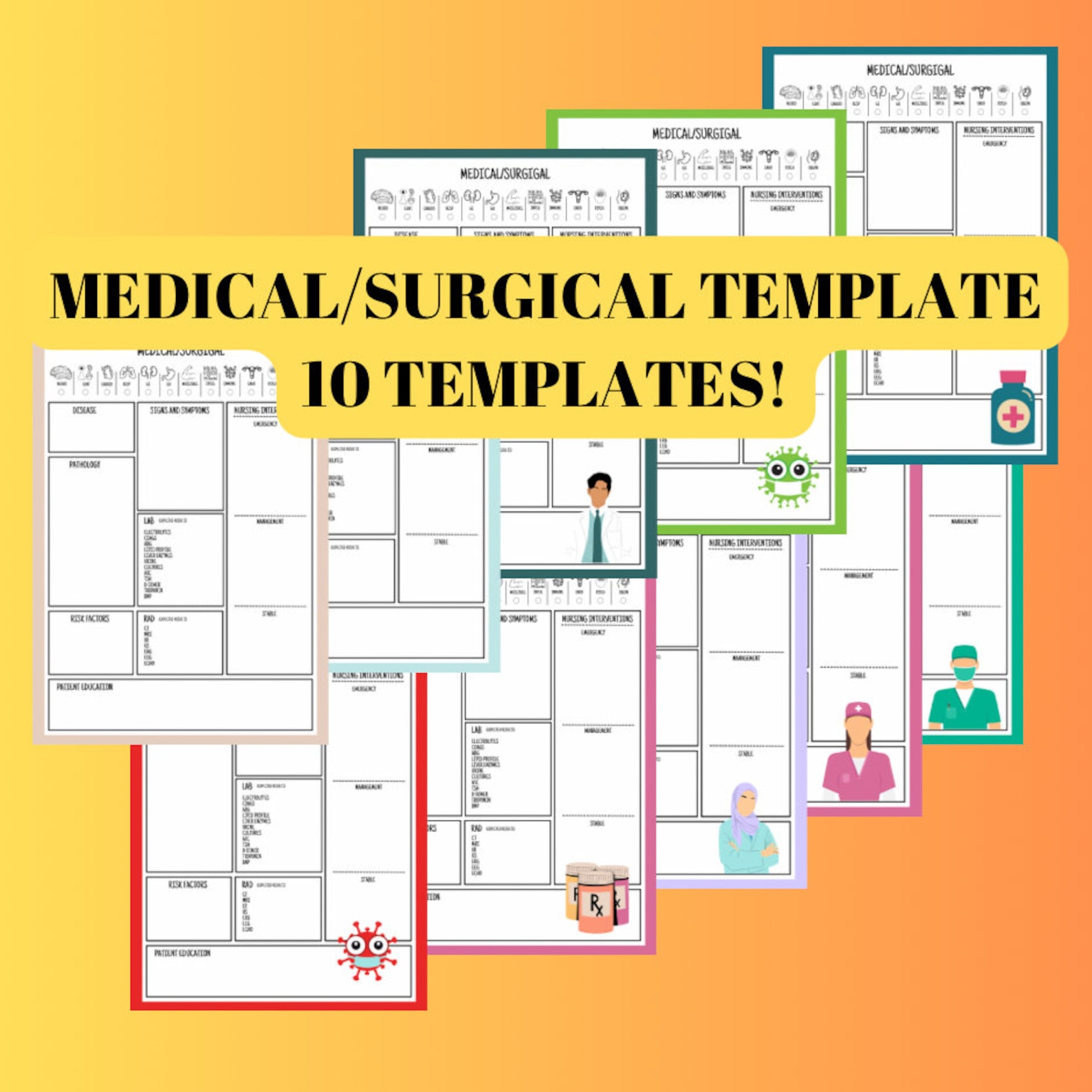 Medical Surgical Template, Nursing School Study Guide (printable) - Etsy