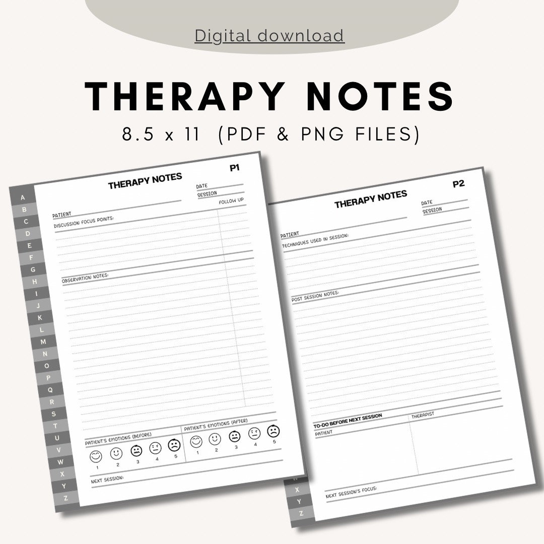 Therapist Note Sheets: Counseling Notes Template (PDF & PNG) - Etsy