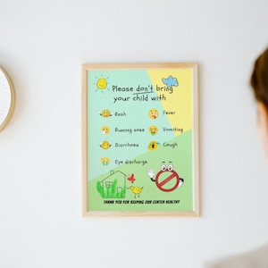 Daycare Sick Policy Poster, Childcare Illness Exclusion Rules ...