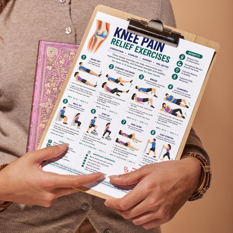Knee Pain Relief Exercises Printable, Knee Strengthening and Mobility ...