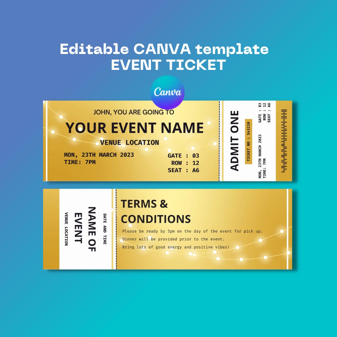 Event Ticket Template, Editable Event Printable, Surprise Getaway ...