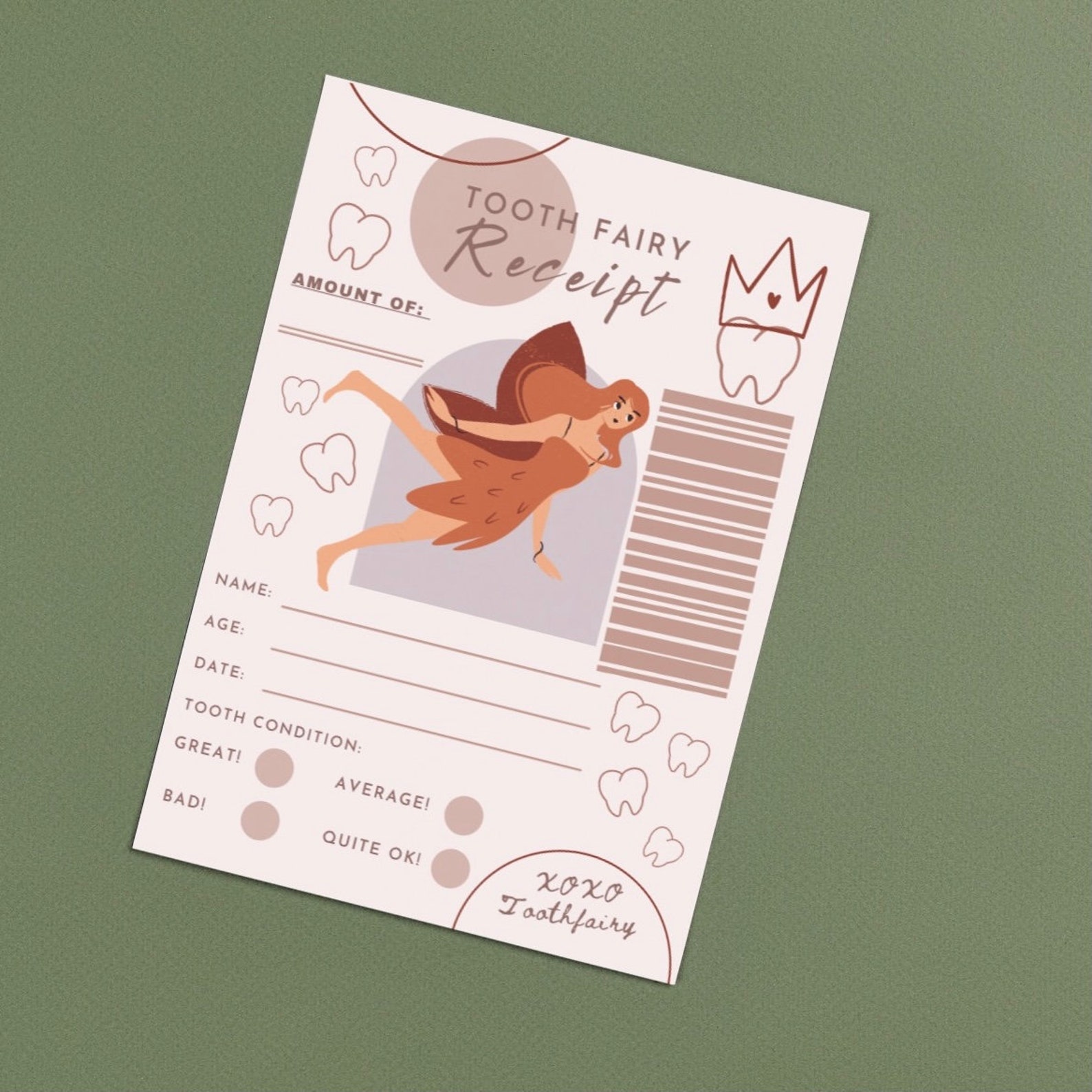 Tooth fairy receipts printable Tooth fairy note printable | Etsy