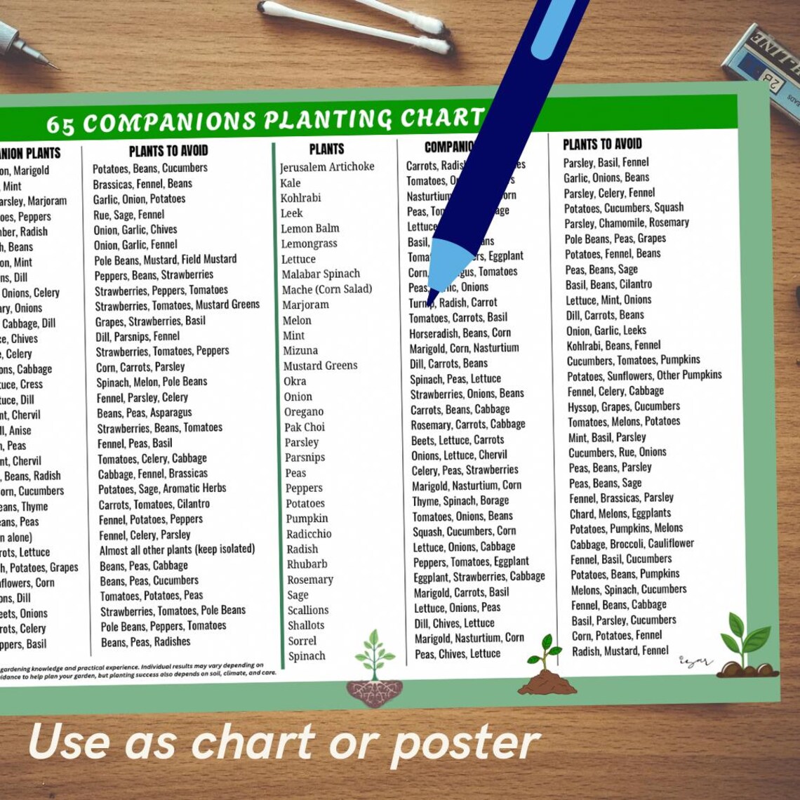 Companion Planting Chart: 65 Plants, Garden Planner (printable PDF) - Etsy