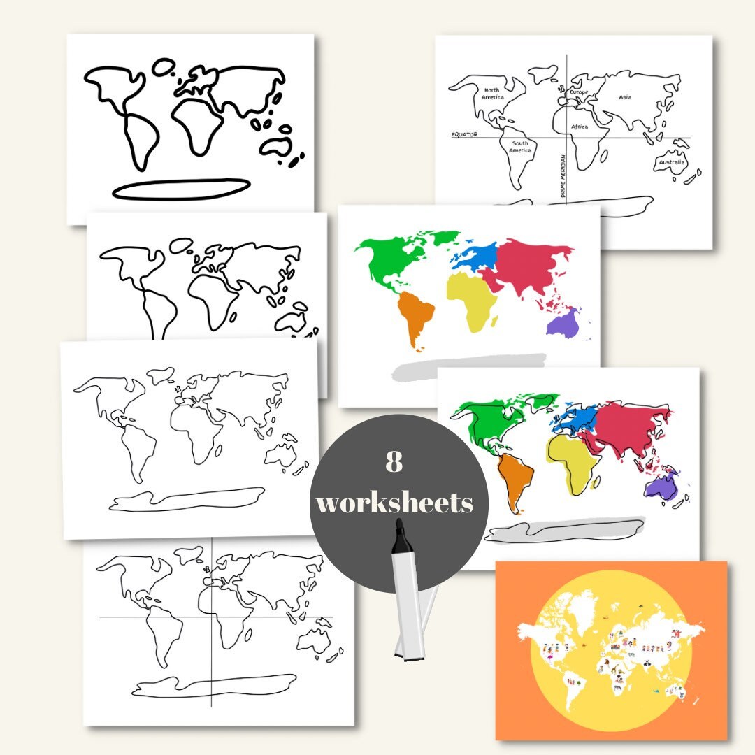 World Map Easy Outline, Cycle 2 Geography, World Map Outline Classroom ...