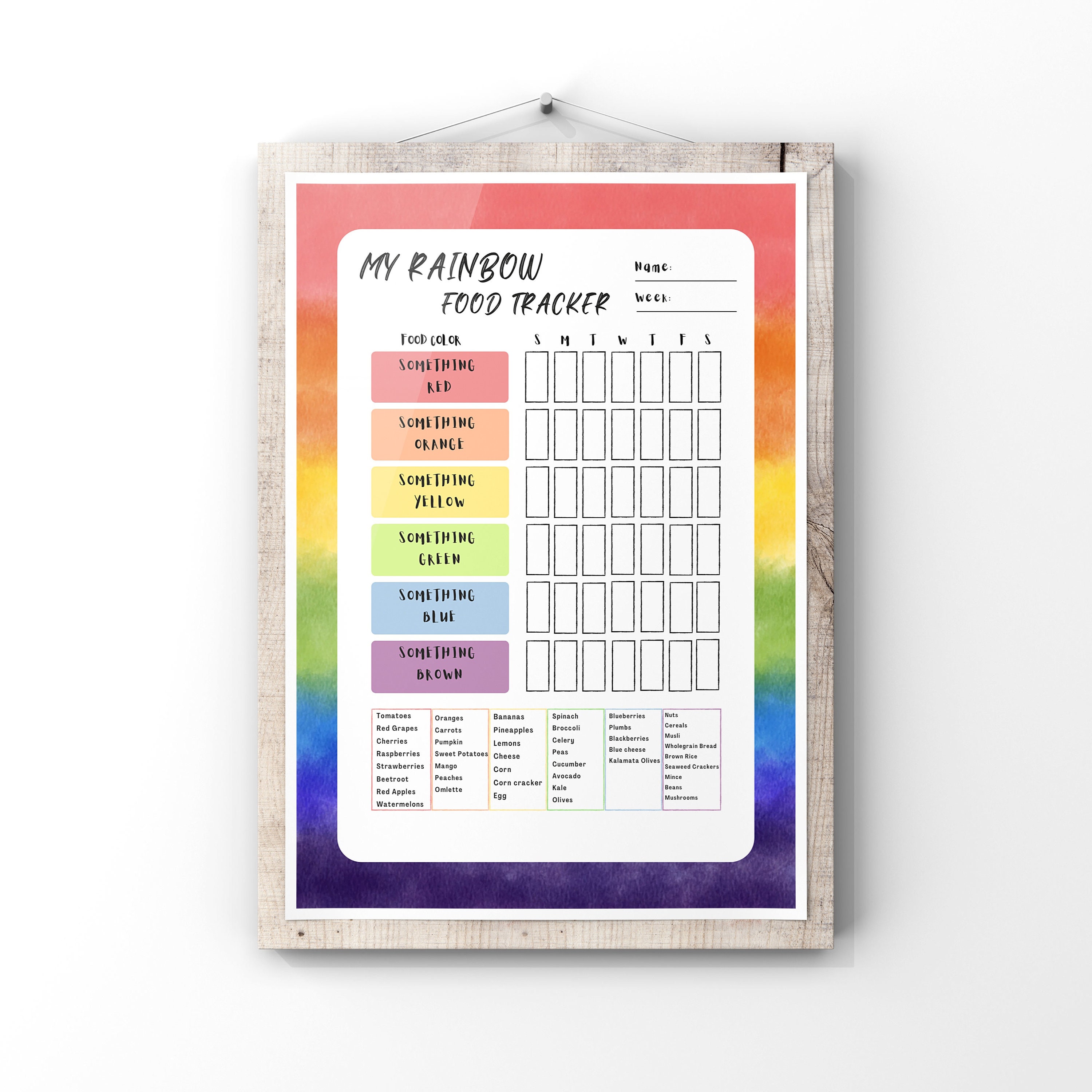 Eat the Rainbow Food Chart Checklist, Healthy Nutrition Vegetables ...